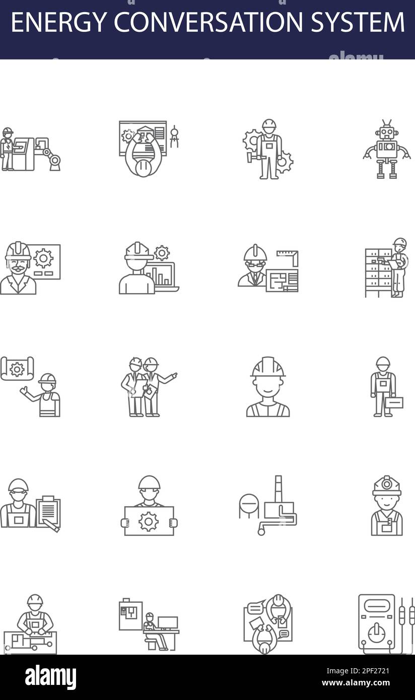 Energy conversation system line vector icons and signs. system, power ... Energy conversation system line vector icons and signs. system, power ...