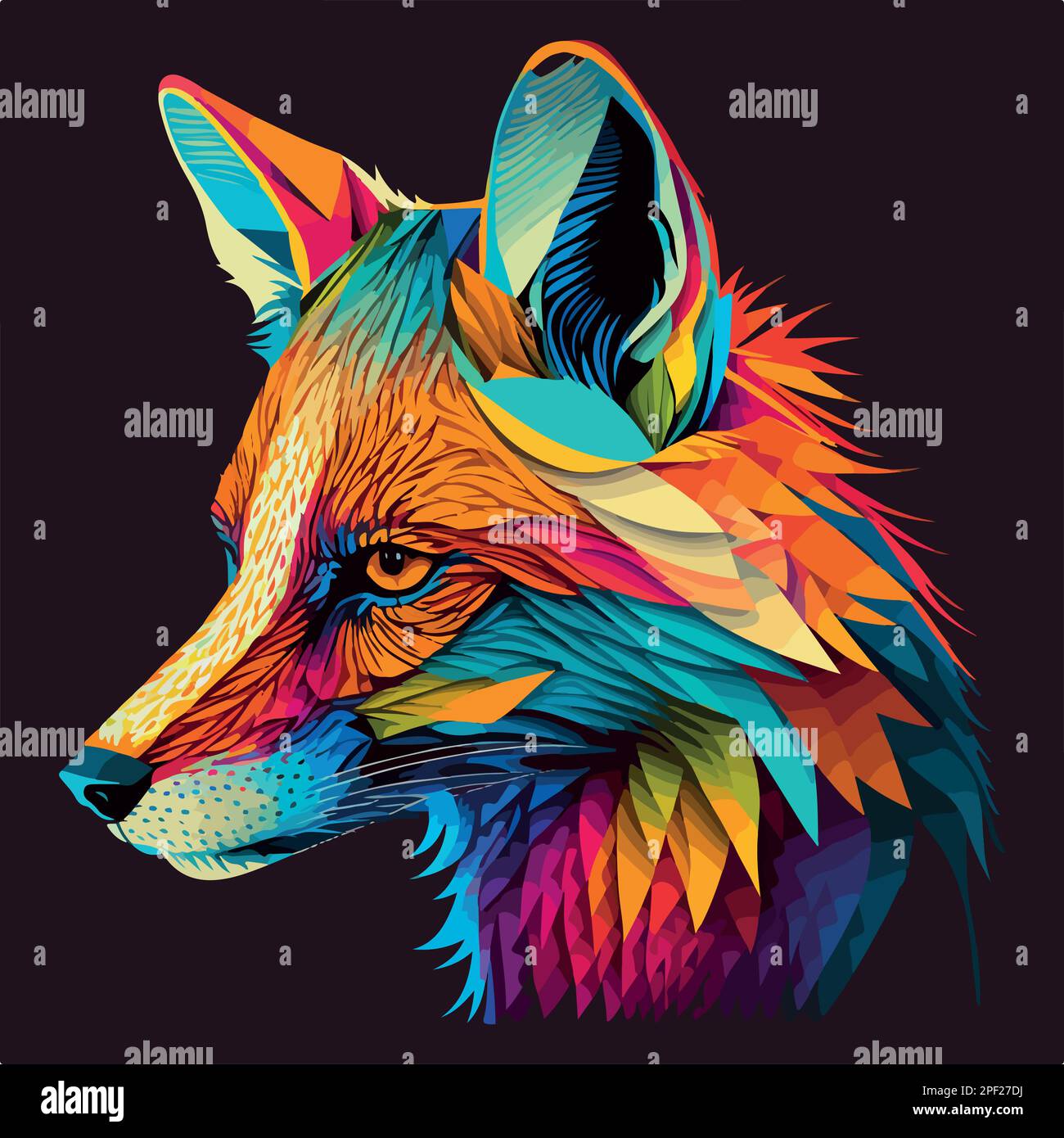Colorful fox pop art vector illustration Stock Vector Image & Art - Alamy