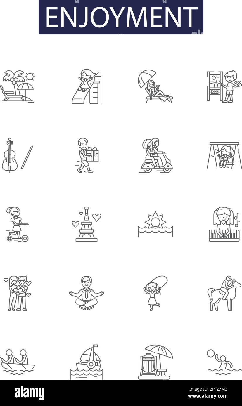 Enjoyment line vector icons and signs. Joy, Pleasure, Gratification ...