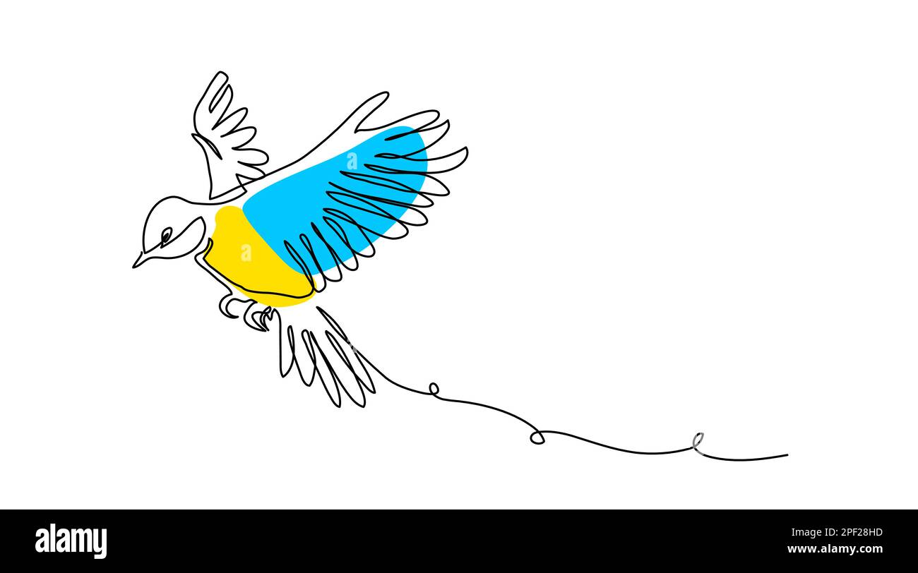 Great tit bird vector pattern in blue and yellow colors. One continuous ...