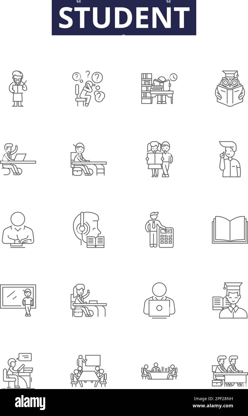 Student line vector icons and signs. Scholar, Learner, Trainee ...