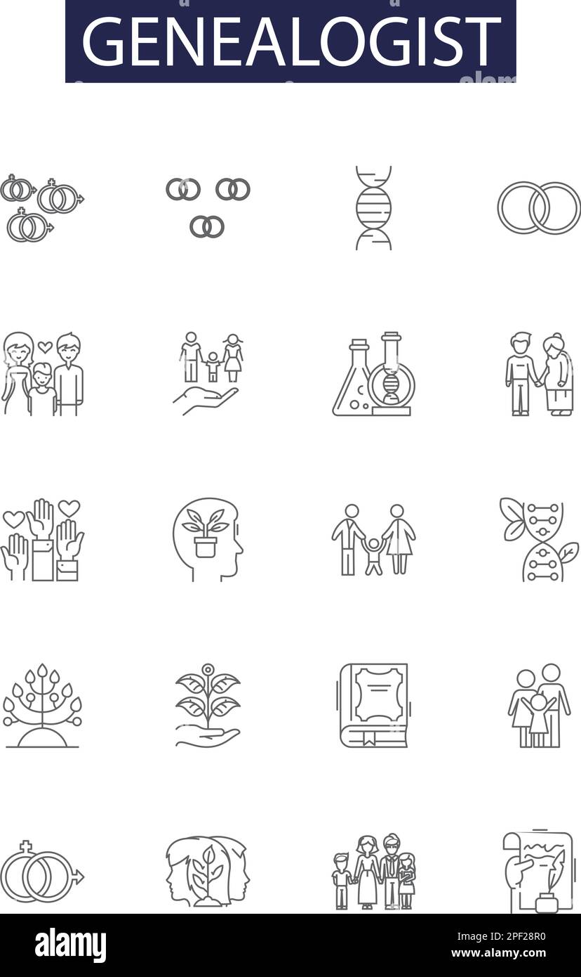 Genealogist line vector icons and signs. Ancestry, Heritage, Tracing ... Genealogist line vector icons and signs. Ancestry, Heritage, Tracing ...
