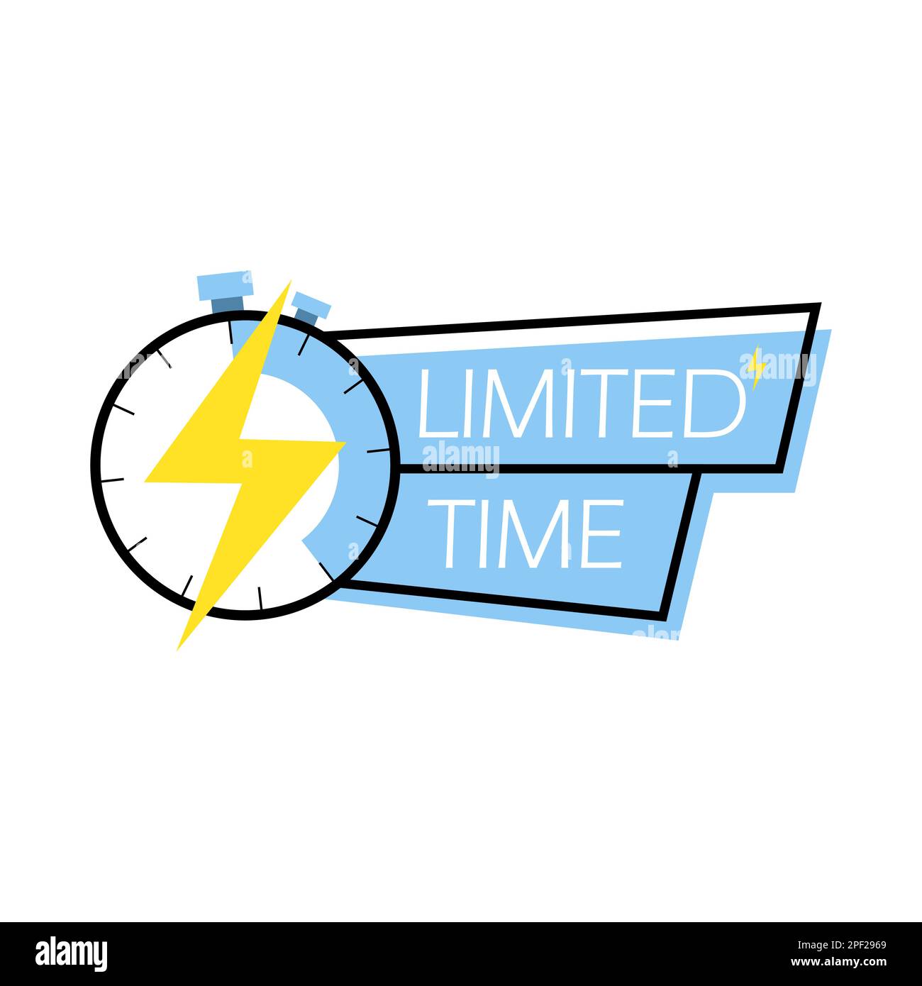 Limited time flat, blue vector with alarm clock icon, promotion symbol ...