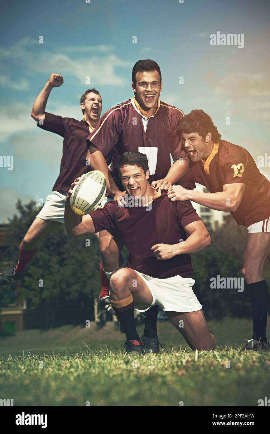 Thats more points on the board. Full length portrait of a young rugby ...