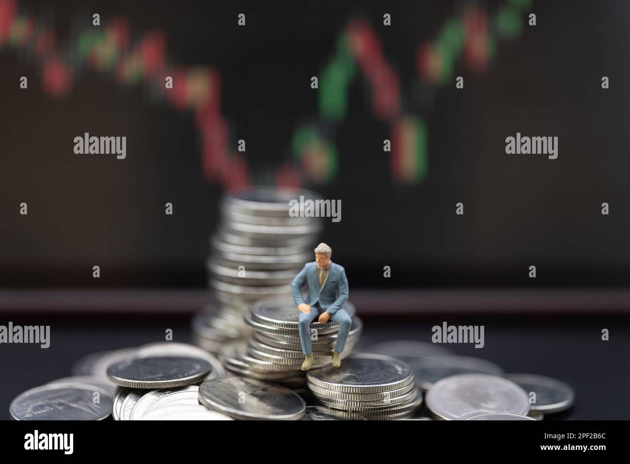 Business Money and Financial Concept.Businessman miniature figure ...