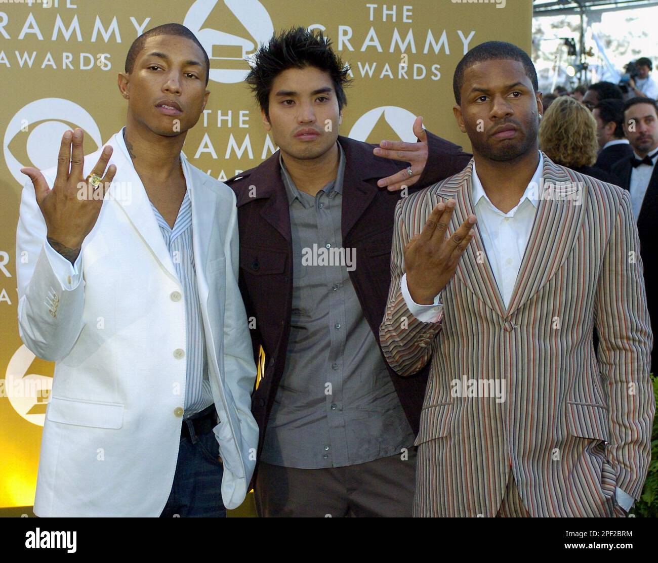 Pharrell Williams, left, Chad Hugo, center, and Sheldon "Shay" Haley ...