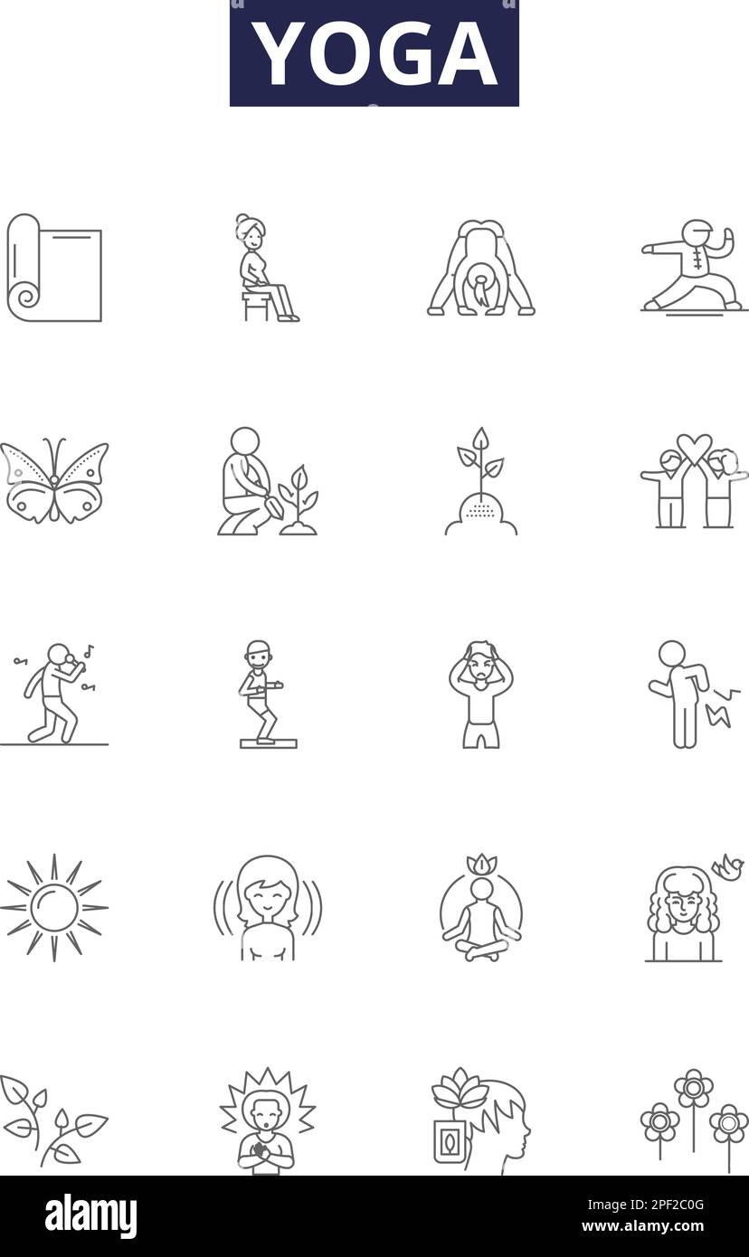 Yoga line vector icons and signs. stretching, healing, mindful ... Yoga line vector icons and signs. stretching, healing, mindful ...