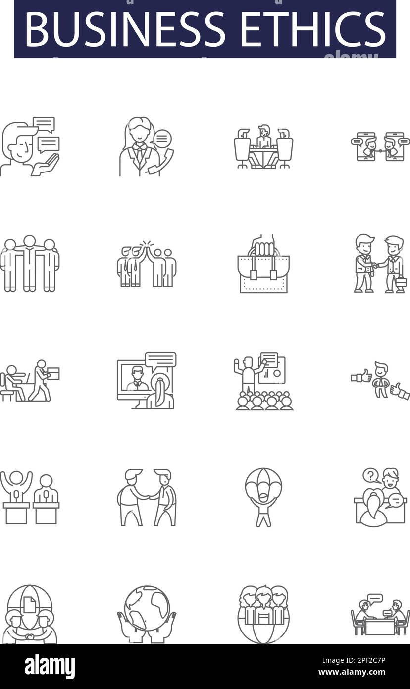 Business ethics line vector icons and signs. Integrity, Fairness ...
