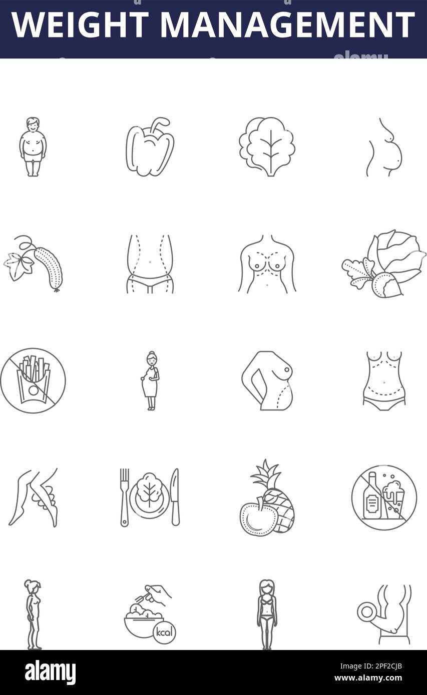 Weight management line vector icons and signs. Management, Dieting ... Weight management line vector icons and signs. Management, Dieting ...