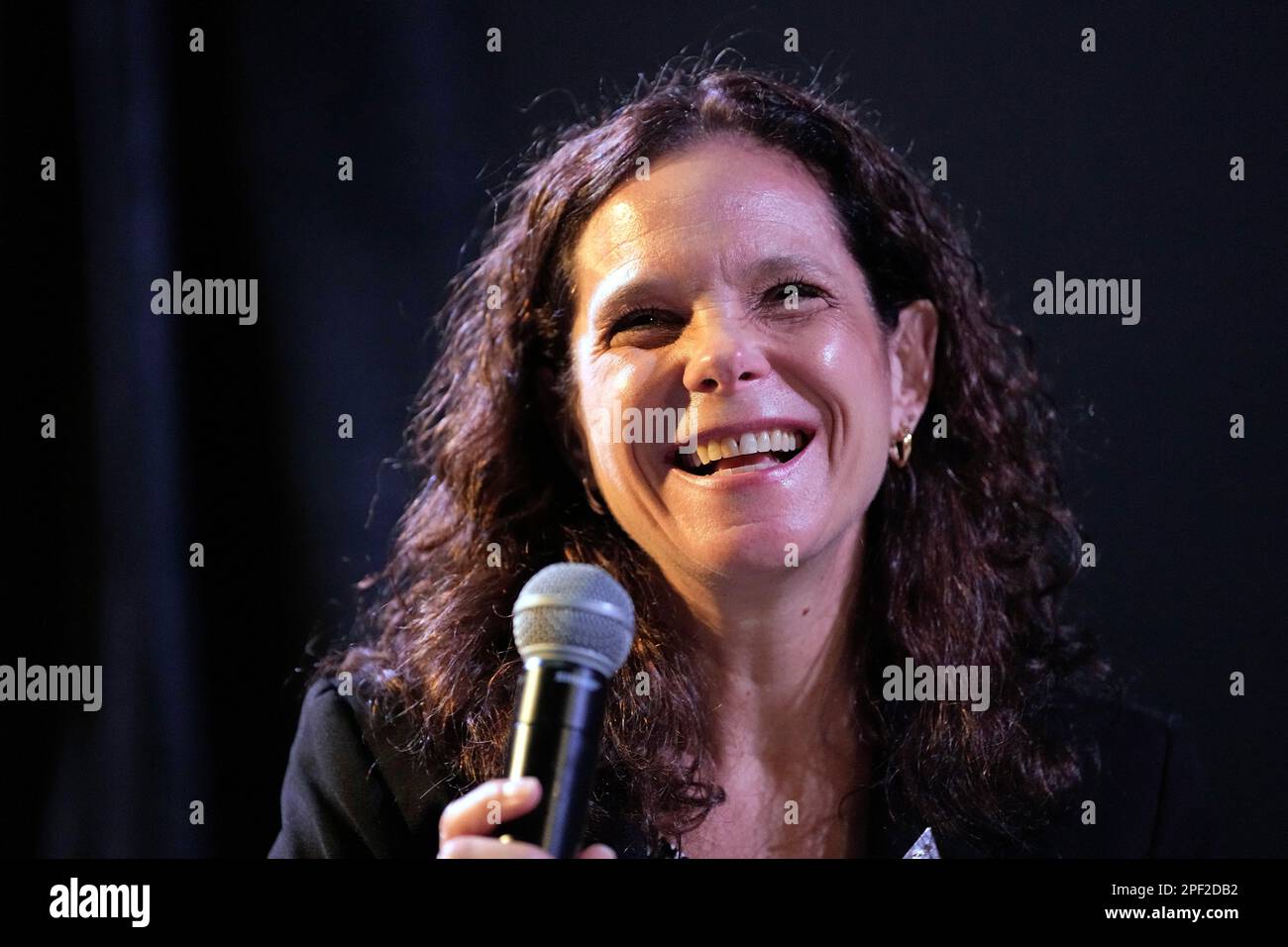 NASA's Lara Kearney speaks during a demonstration of a prototype ...