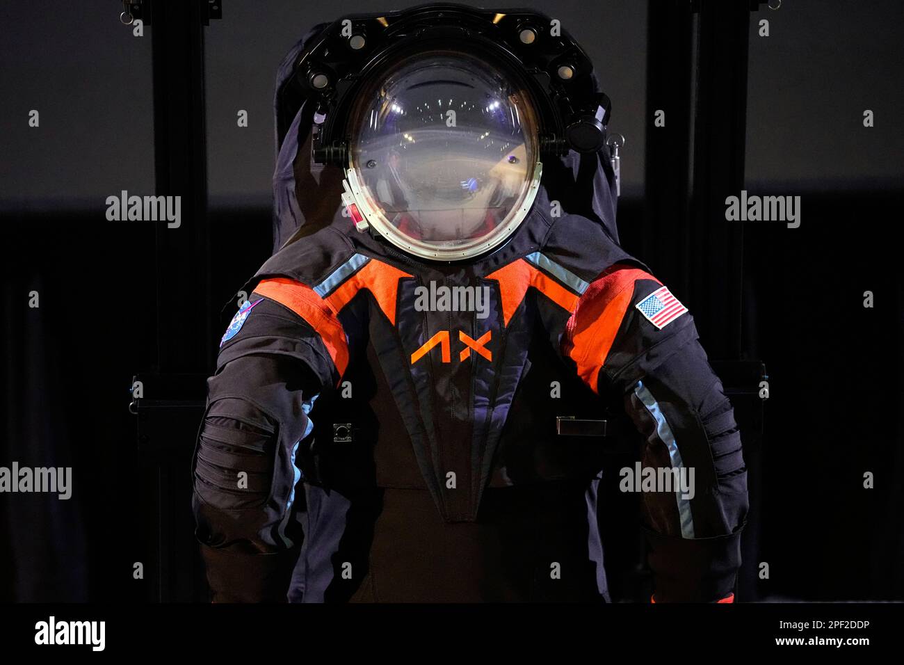 A prototype spacesuit is displayed Wednesday, March 15, 2023, in ...