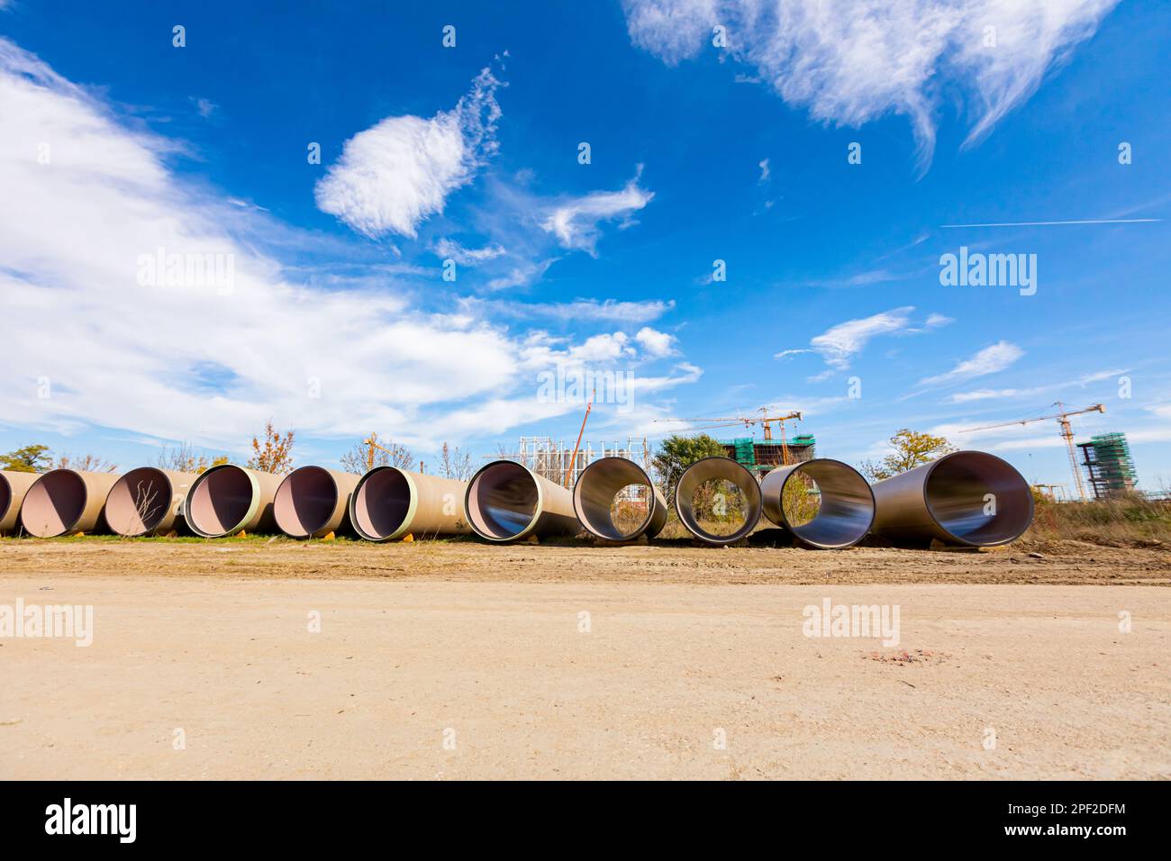 Many concrete pipes with durable ceramic glaze and large diameter for ...