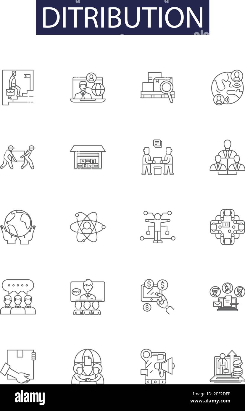 Ditribution line vector icons and signs. Circulate, Spread, Disseminate ...