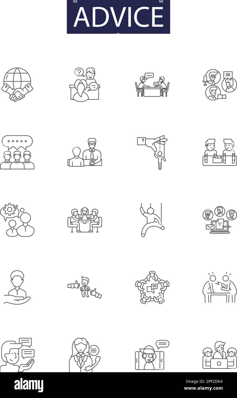 Advice line vector icons and signs. Tip, Suggestion, Guidance, Aid ...