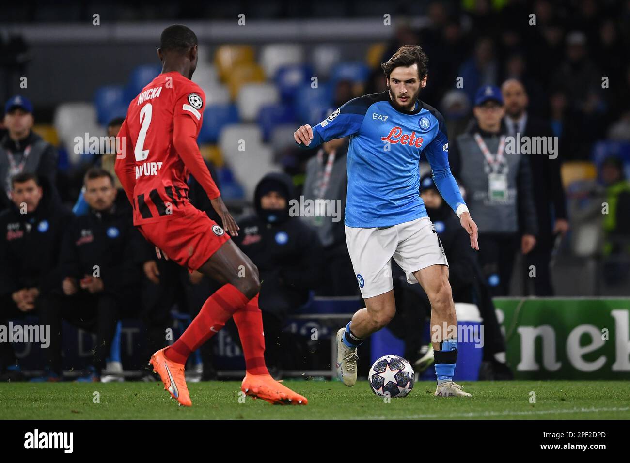 Khvicha Kvaratskhelia Of Ssc Napoli In Action During The Uefa Champions