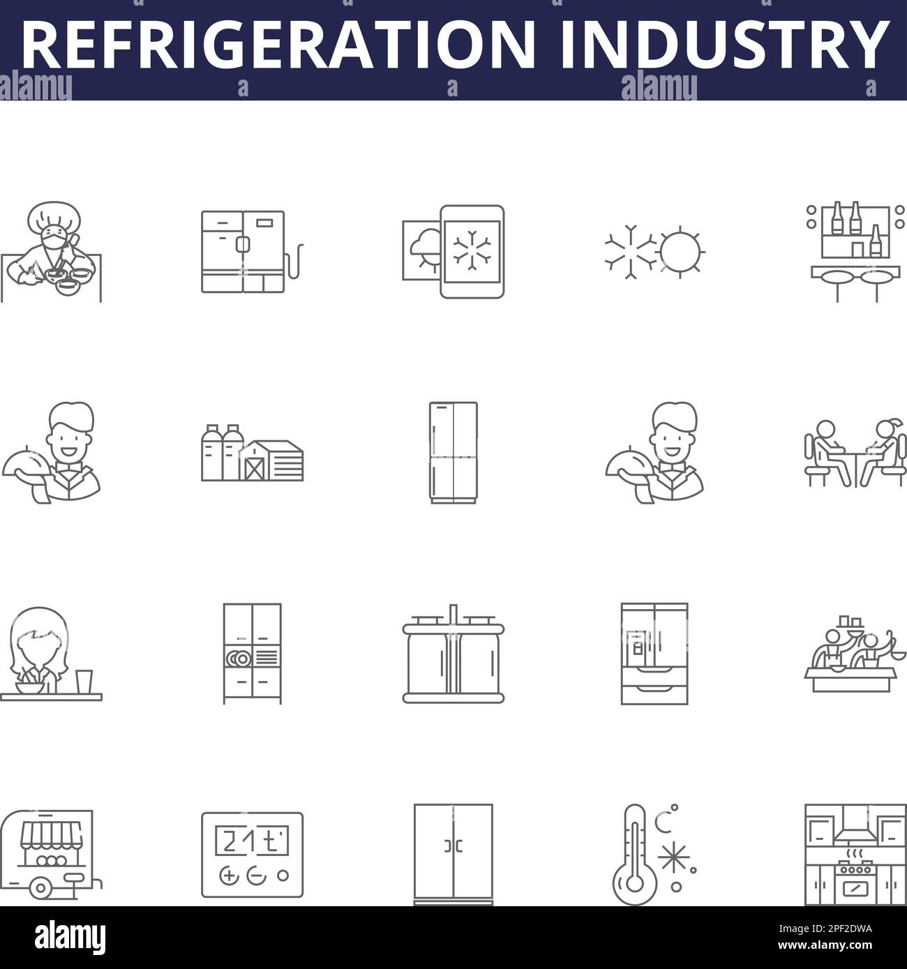 Refrigeration industry line vector icons and signs. industry, cooling ...