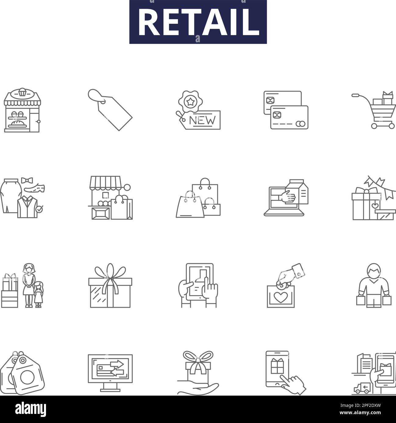 Retail line vector icons and signs. Shopping, Store, Outlet, Merchant ...