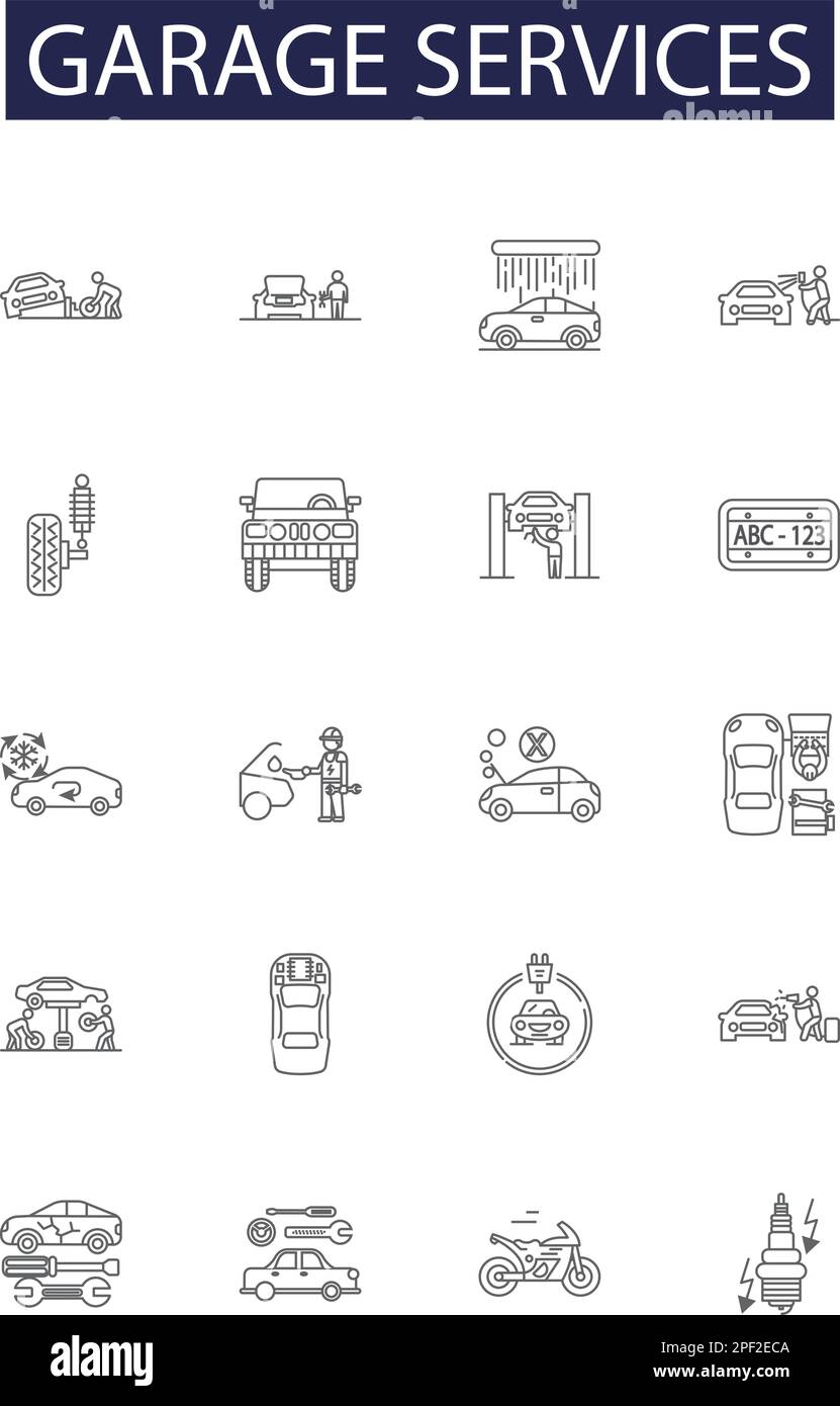 Garage services line vector icons and signs. Maintenance, Installation ...