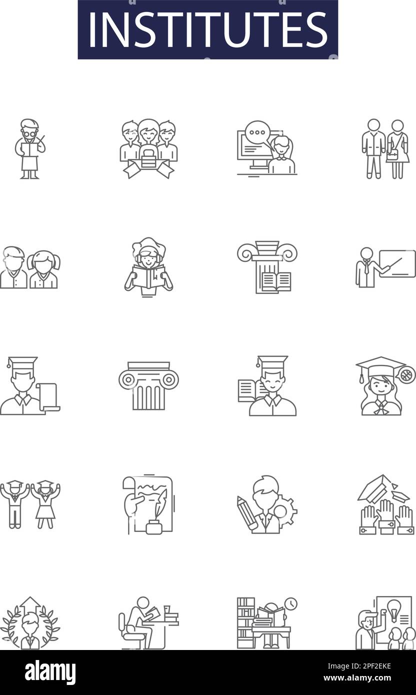 Institutes line vector icons and signs. vector, bank, design ...