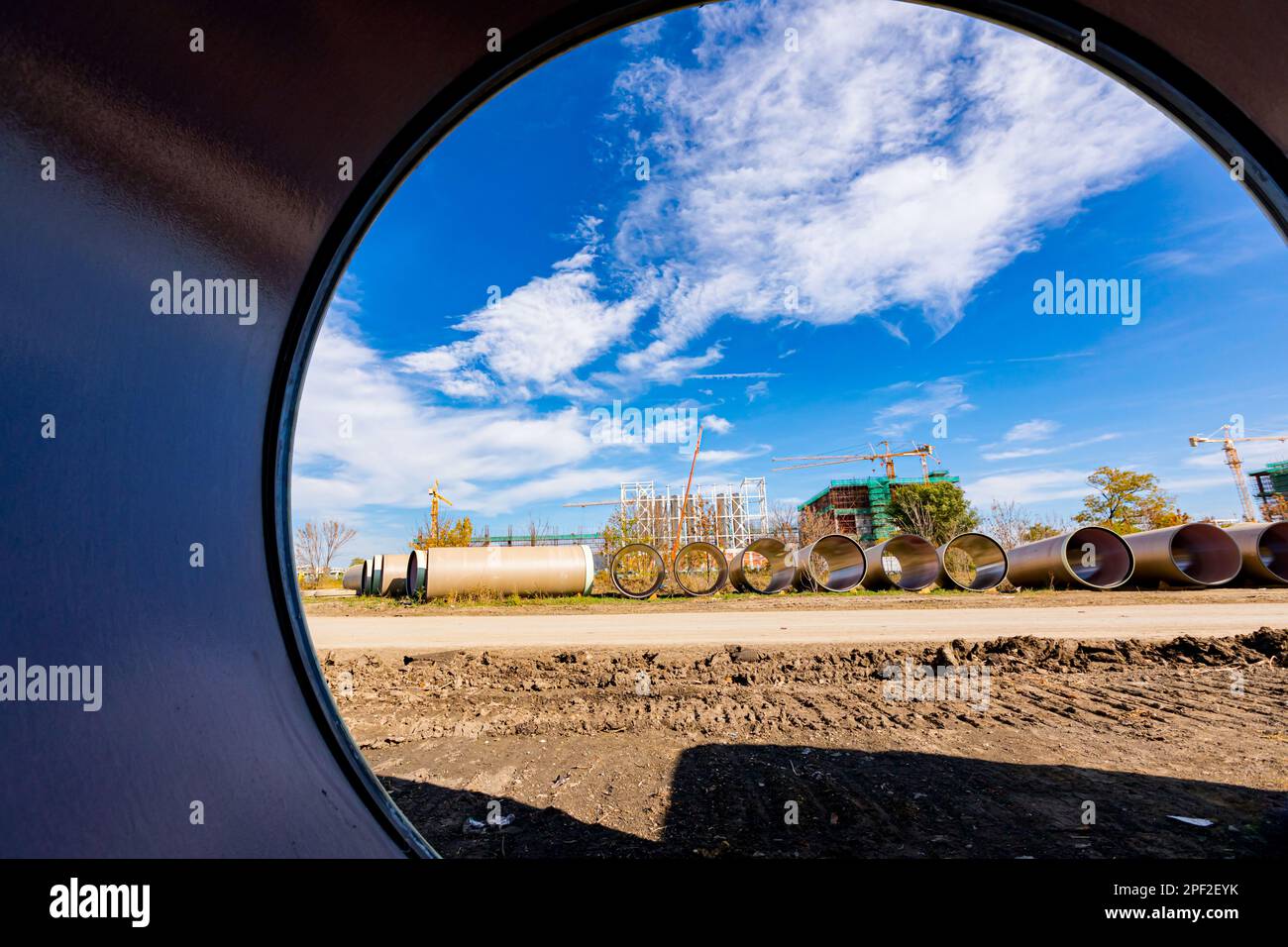 Perspective view trough concrete pipe, with shine durable ceramic glaze ...