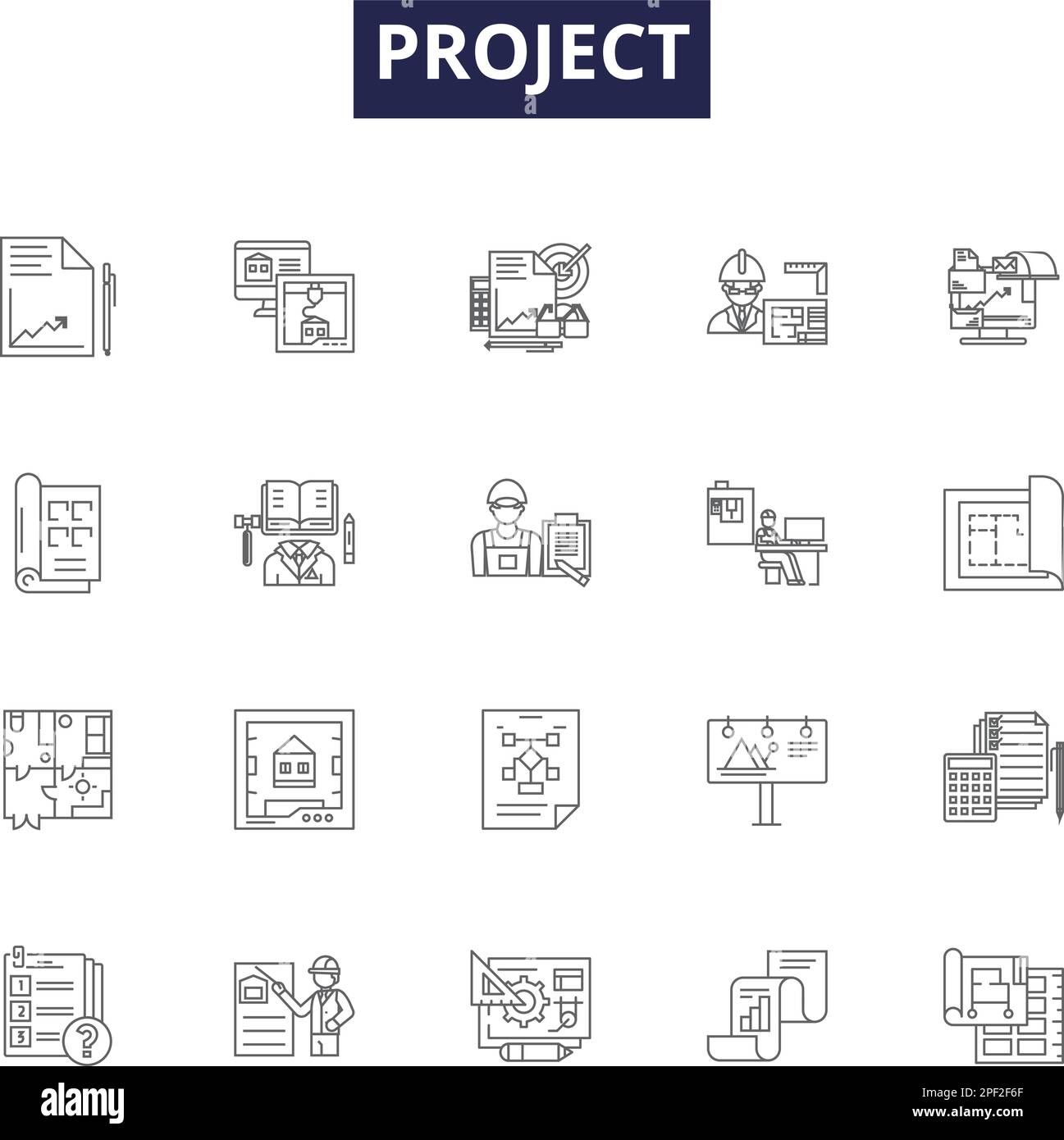 Project line vector icons and signs. Initiative, Undertaking, Scheme ... Project line vector icons and signs. Initiative, Undertaking, Scheme ...