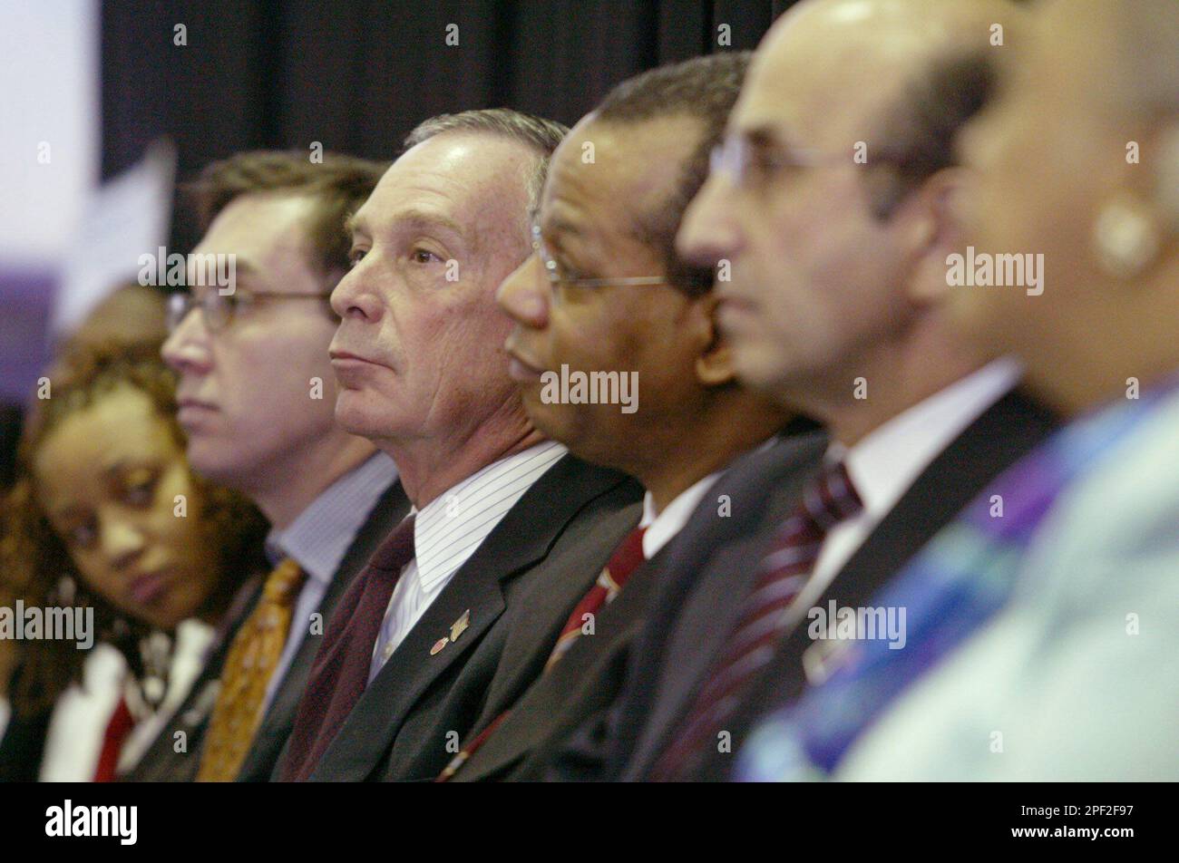 Mayor Michael Bloomberg, third from left, attends the opening ceremony ...