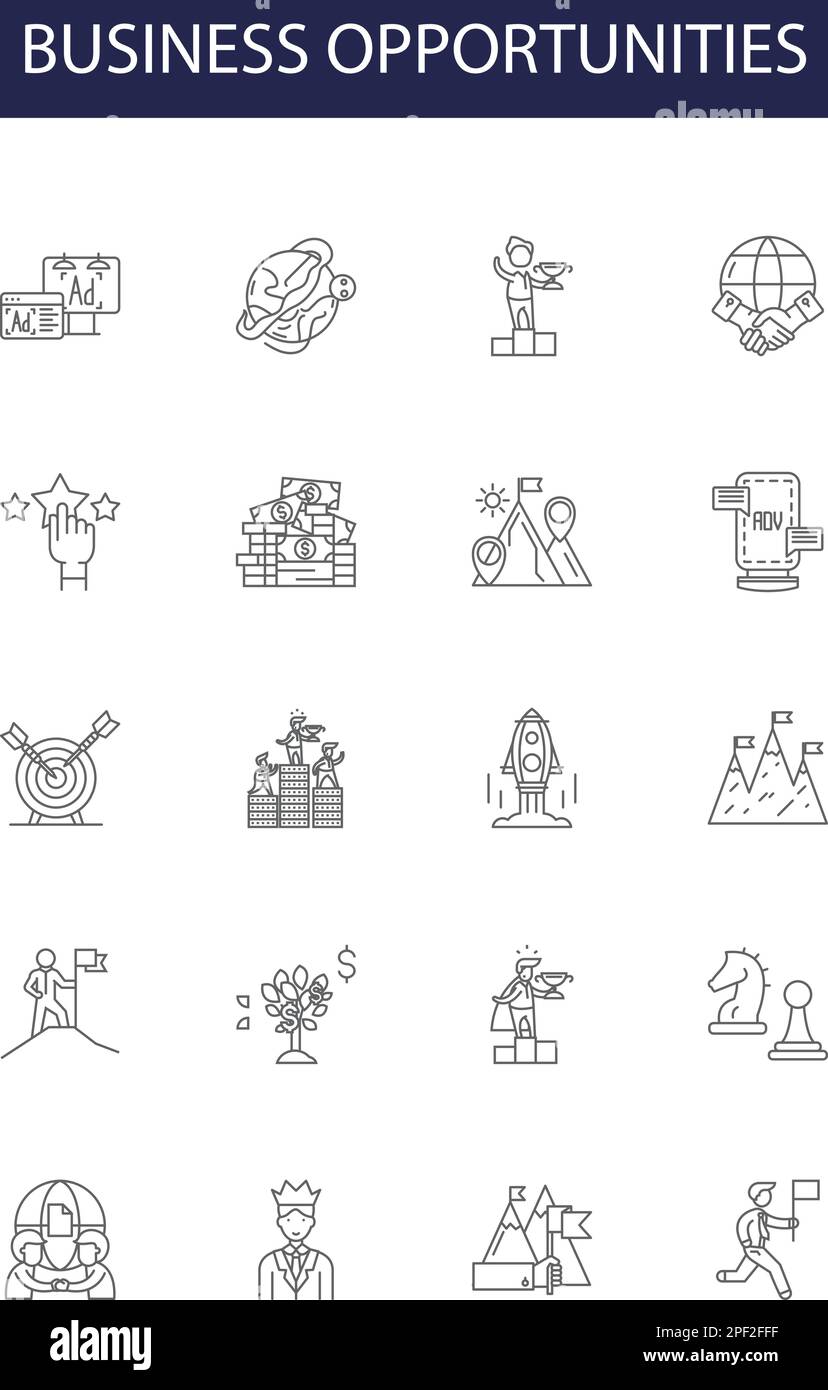 Business opportunities line vector icons and signs. Profit, Invest ...