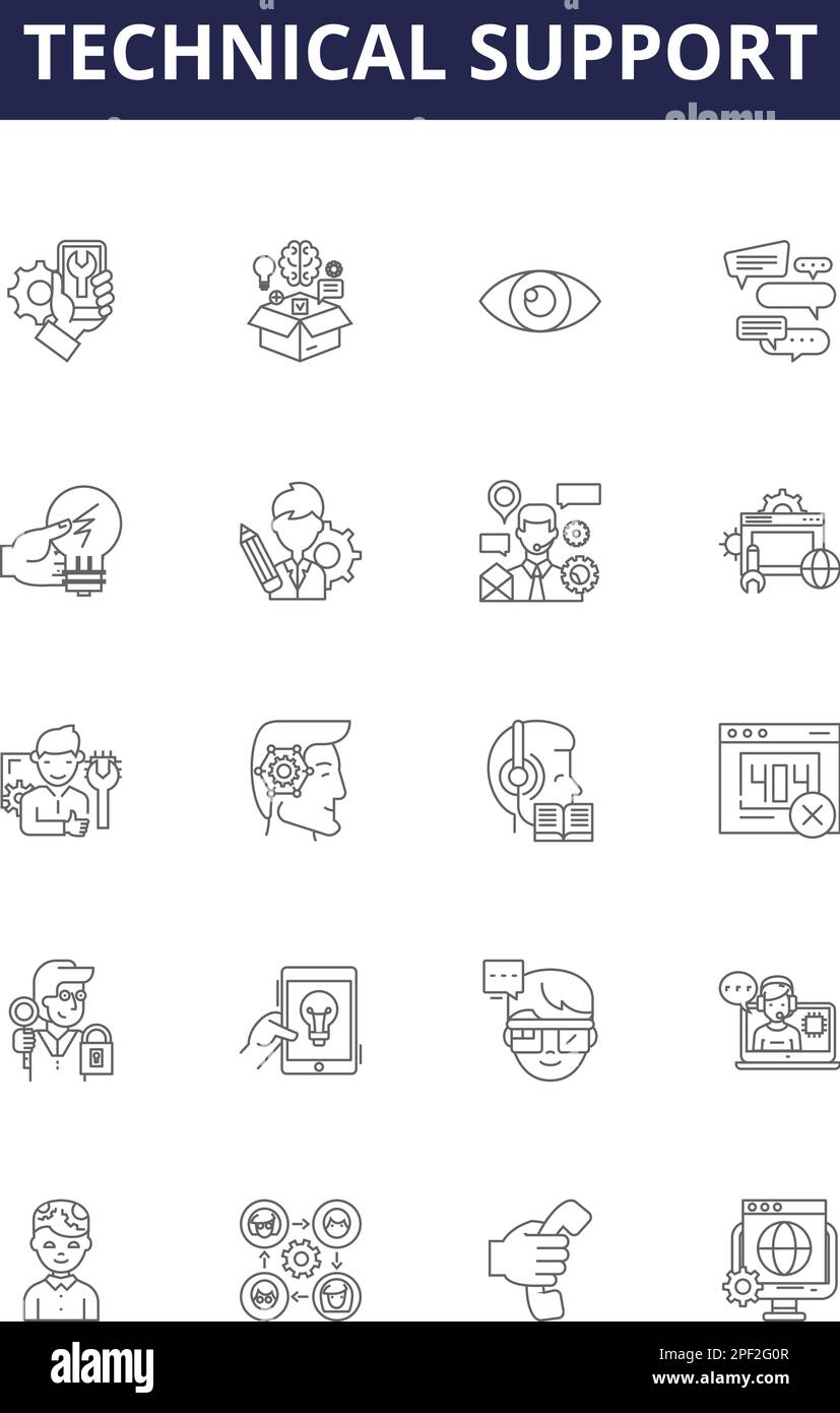 Technical Support Line Vector Icons And Signs Troubleshooting