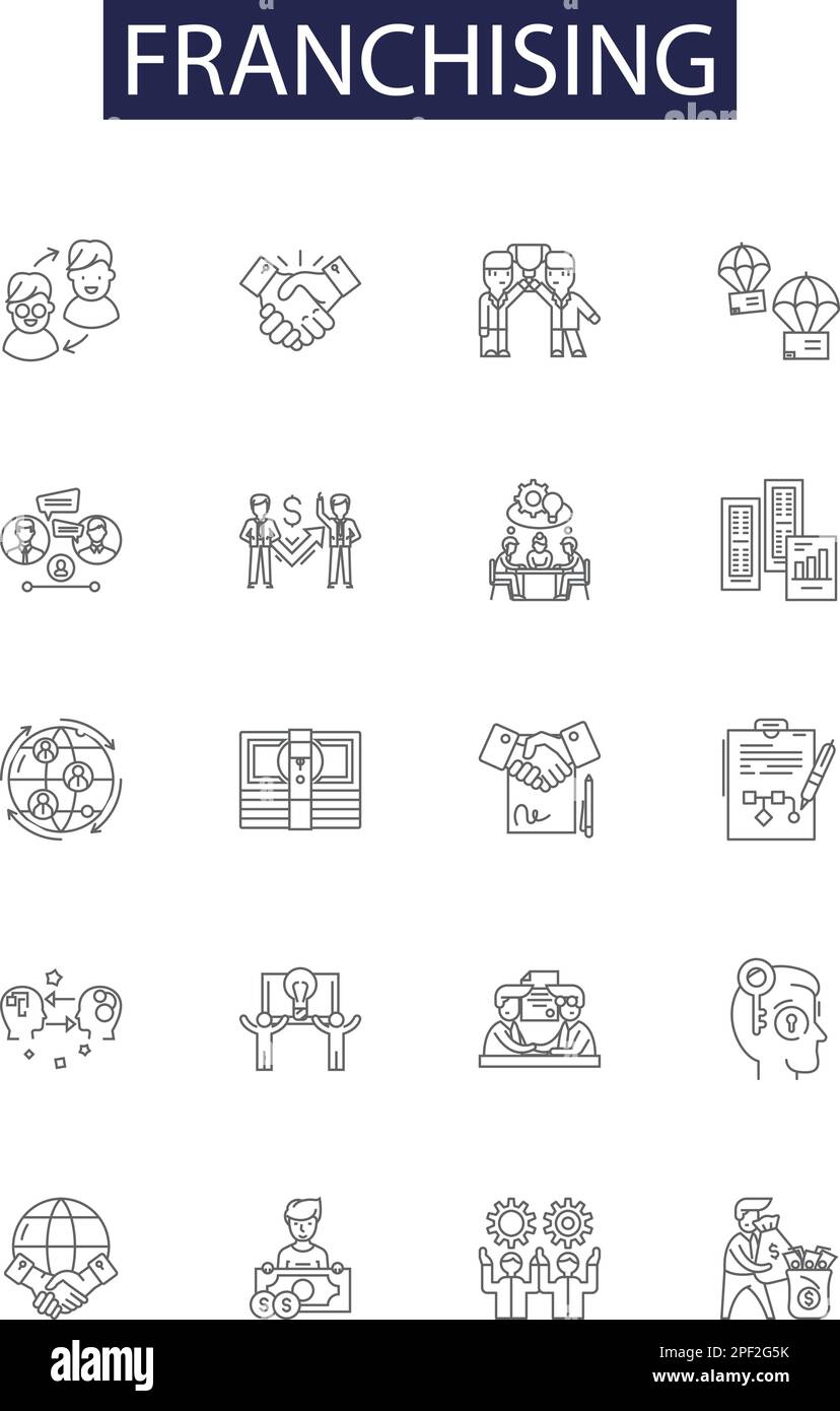 Franchising line vector icons and signs. Franchisor, Franchising ... Franchising line vector icons and signs. Franchisor, Franchising ...