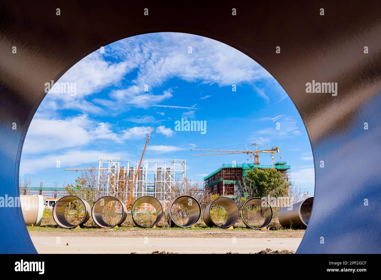 Perspective view trough concrete pipe, with shine durable ceramic glaze ...