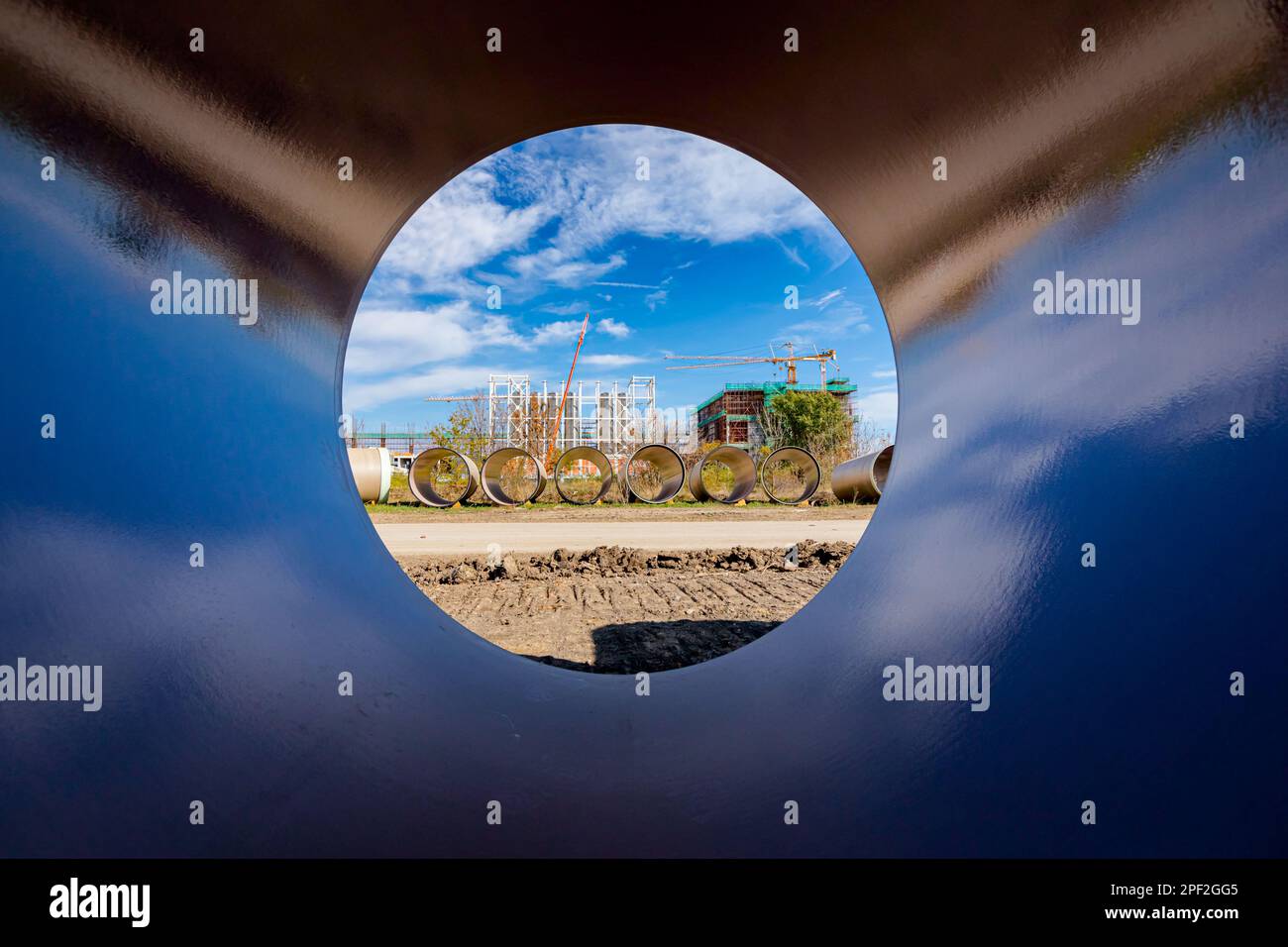 Perspective view trough concrete pipe, with shine durable ceramic glaze ...