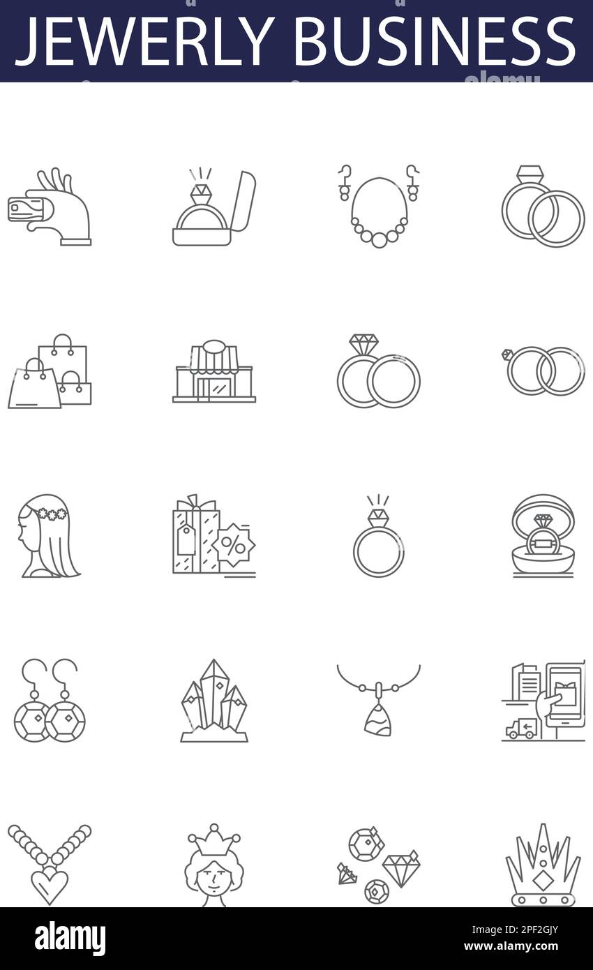 Jewerly business line vector icons and signs. Business, Gold, Silver ...
