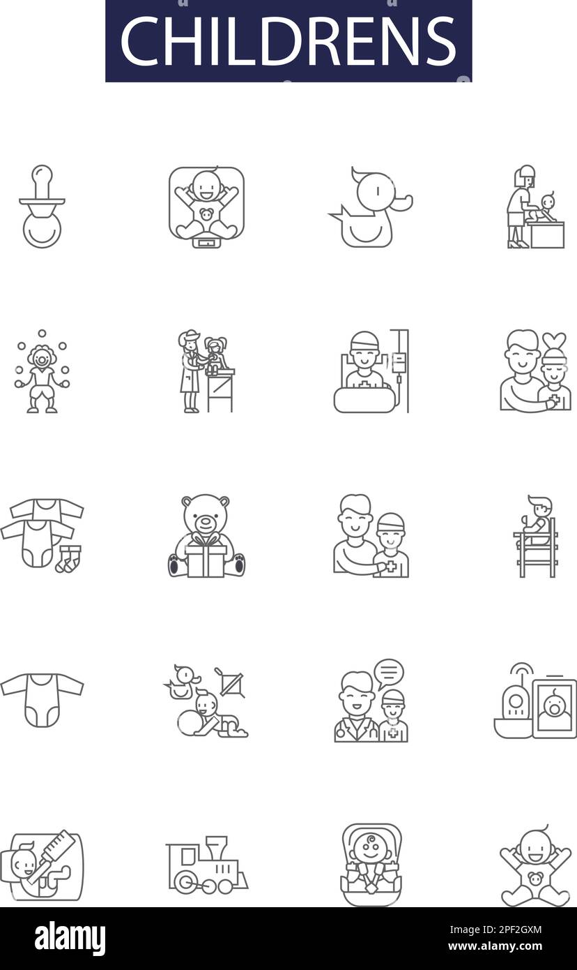 Childrens line vector icons and signs. Toddlers, Infants, Peers ...