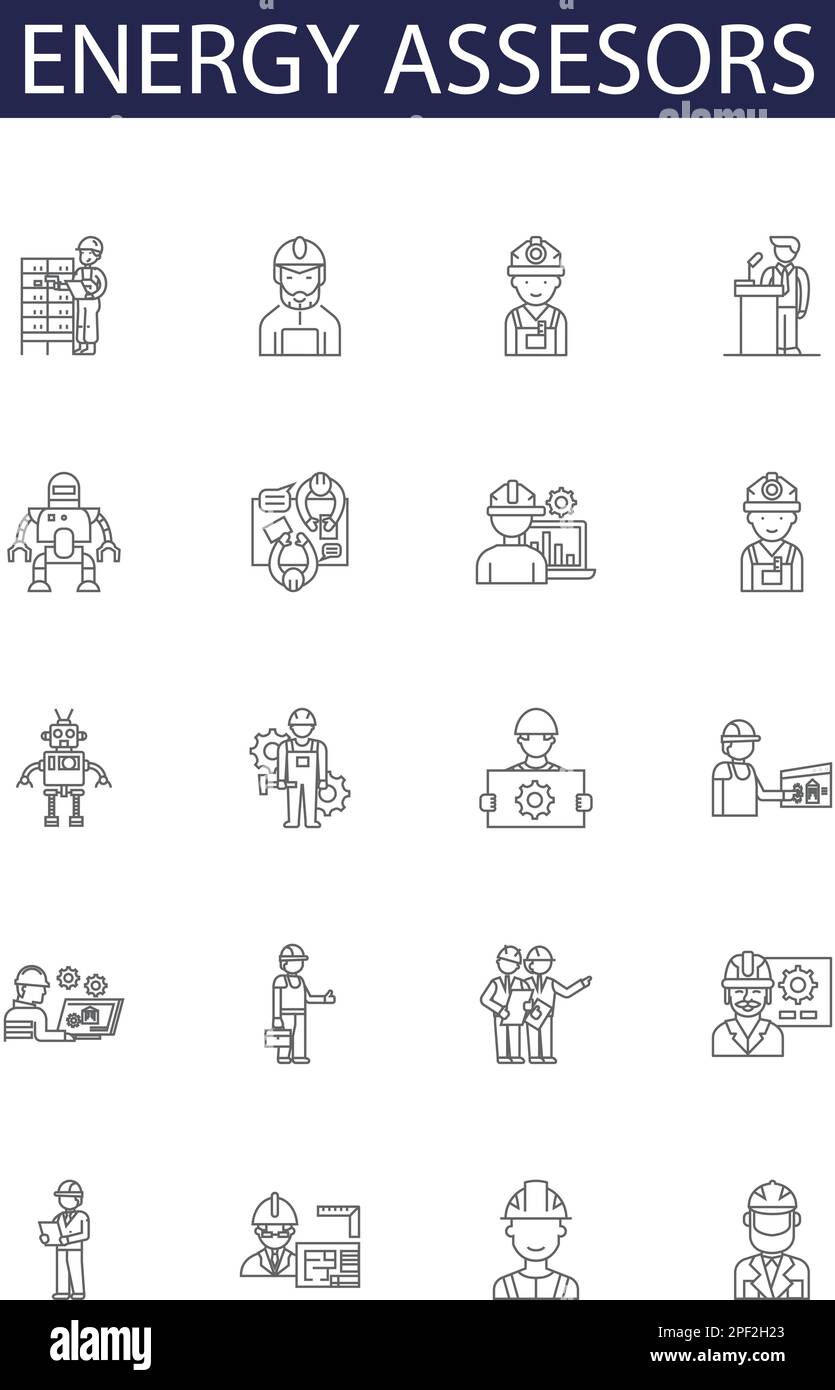 Energy assesors line vector icons and signs. Assessors, Evaluators ...