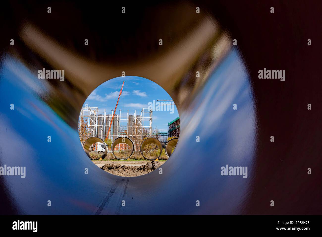 Perspective view trough concrete pipe, with shine durable ceramic glaze ...