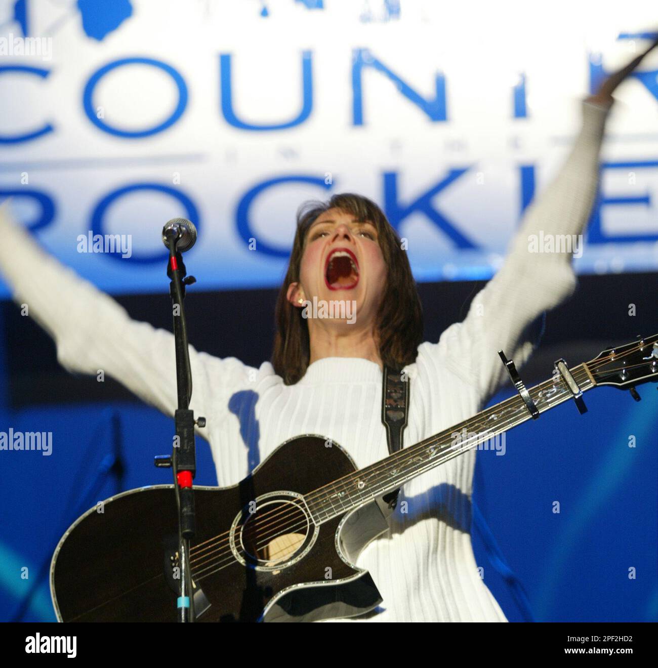 Country singer Kathy Mattea performs on stage at the Club Med Theatre ...