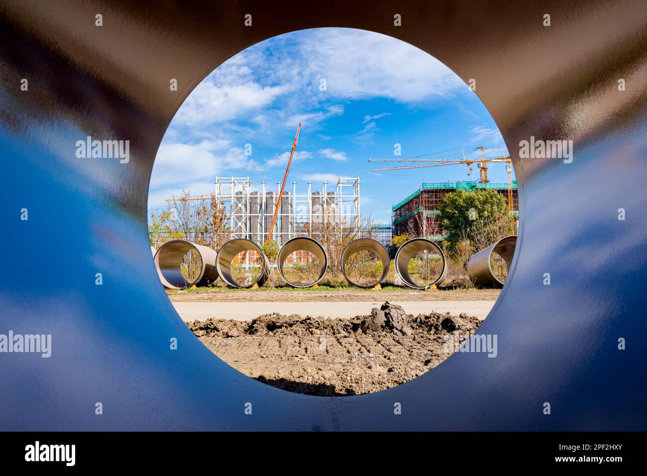 Perspective view trough concrete pipe, with shine durable ceramic glaze ...