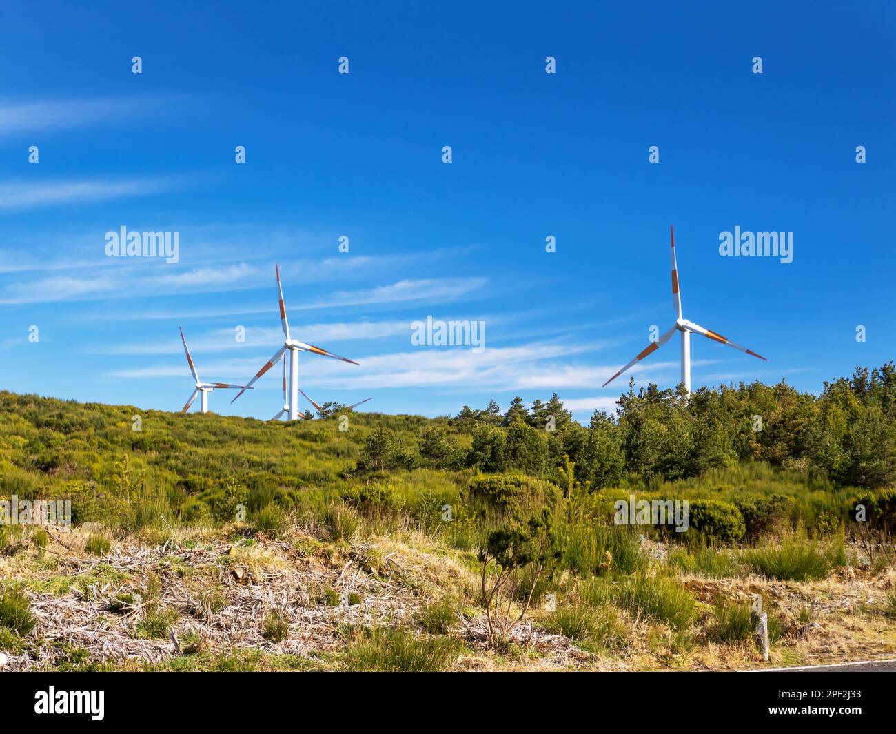 Wind turbines on Bica da Cana on Madeira Stock Photo - Alamy