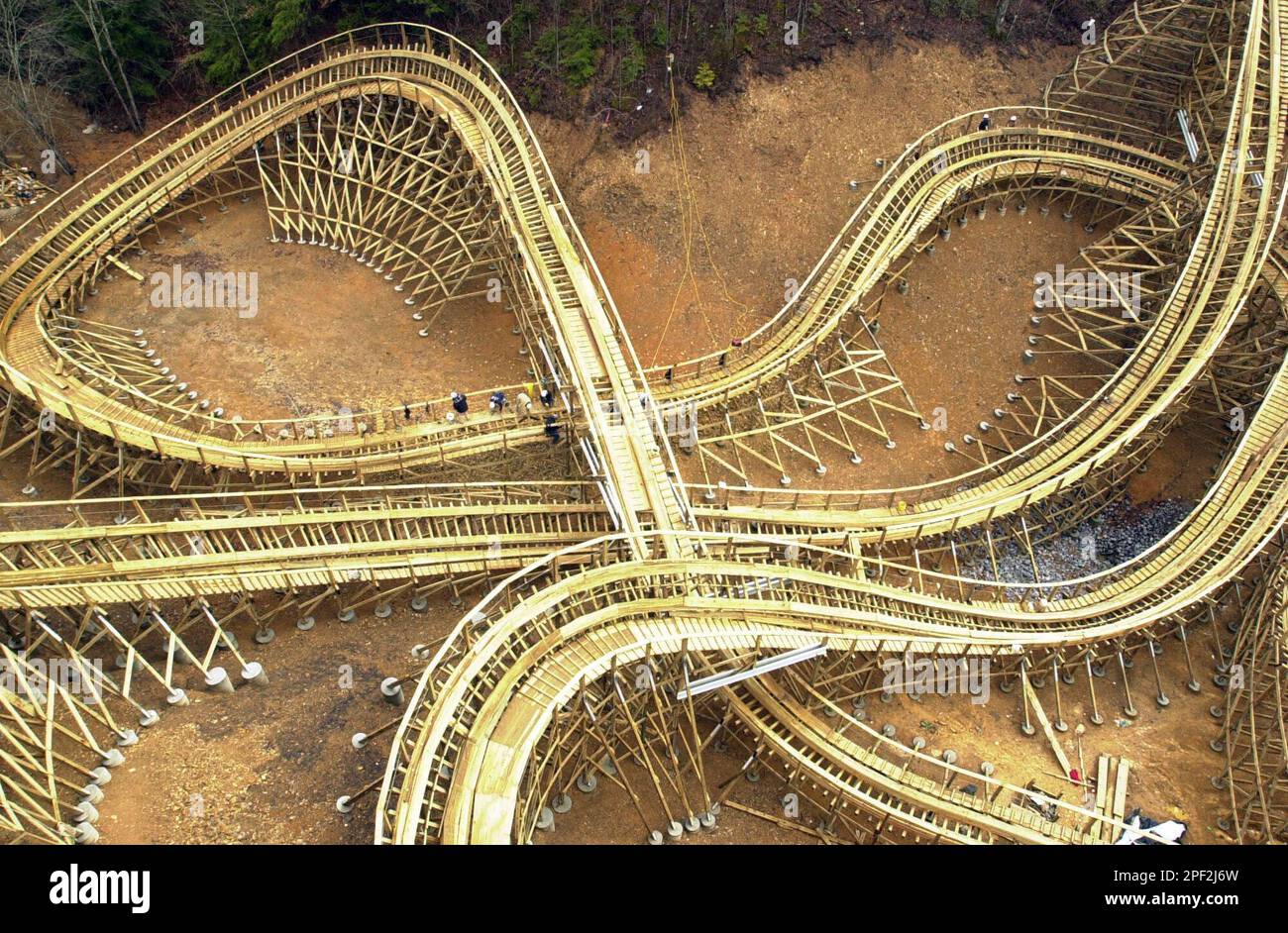 Dollywood's Thunderhead wooden roller coaster that is near completion with 85% of it built, is ...