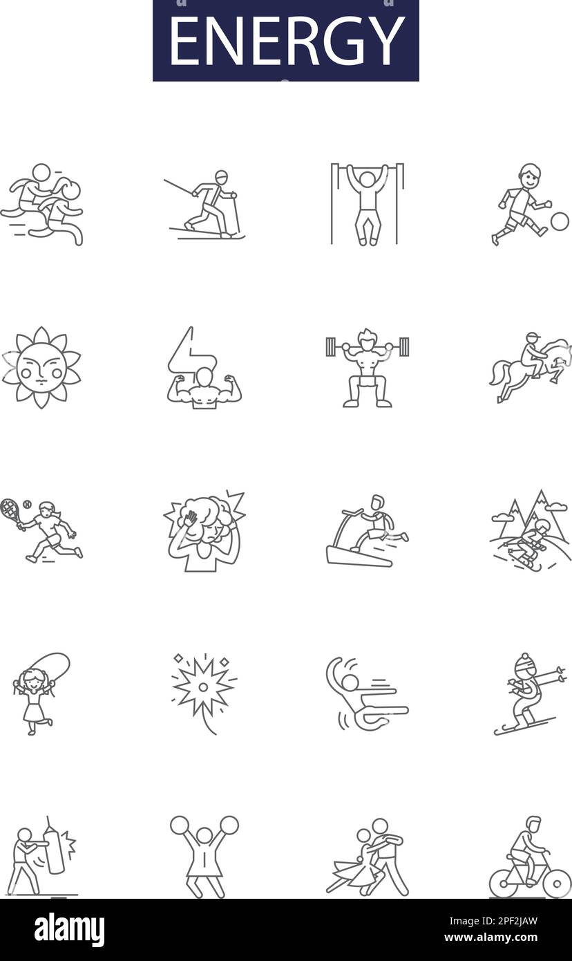 Energy line vector icons and signs. Electricity, Gas, Fuel, Kinetic ...