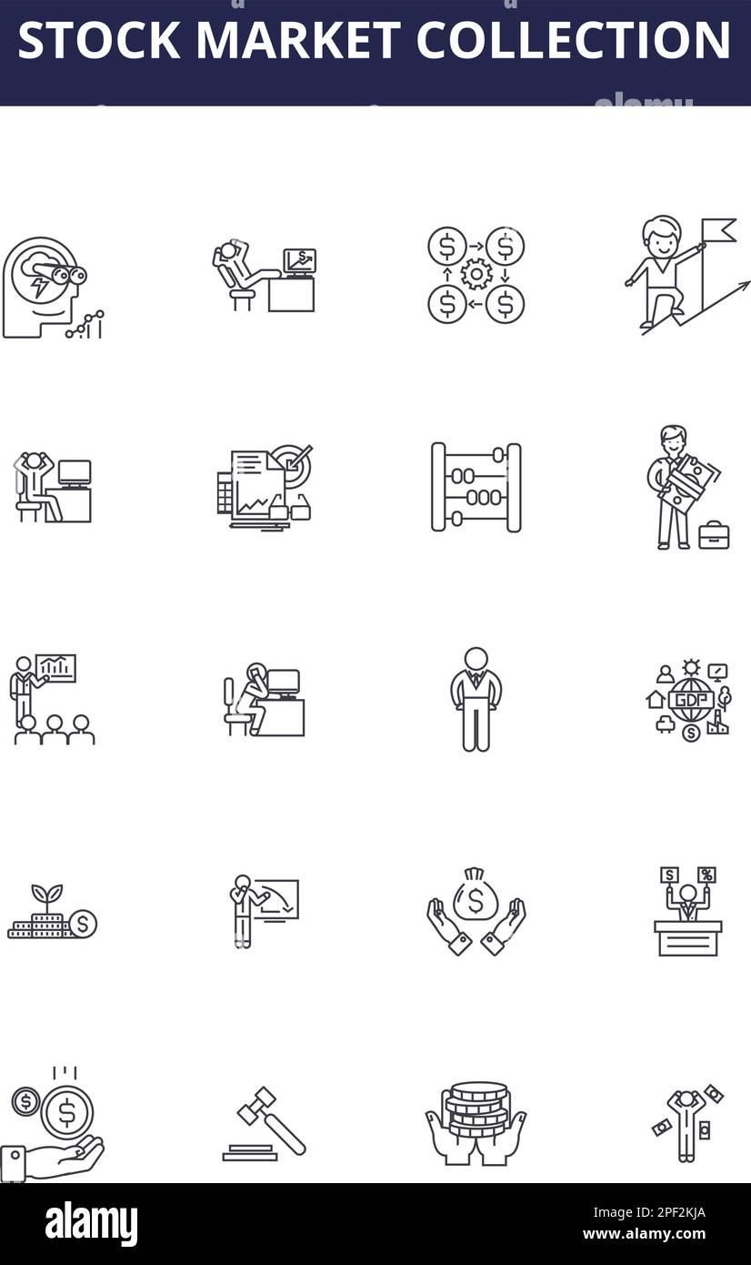 Stock market collection line vector icons and signs. business ...