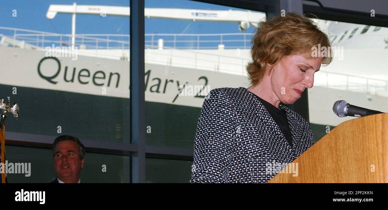 Cunard's President Pamela Conover closes her eyes as she talks about ...