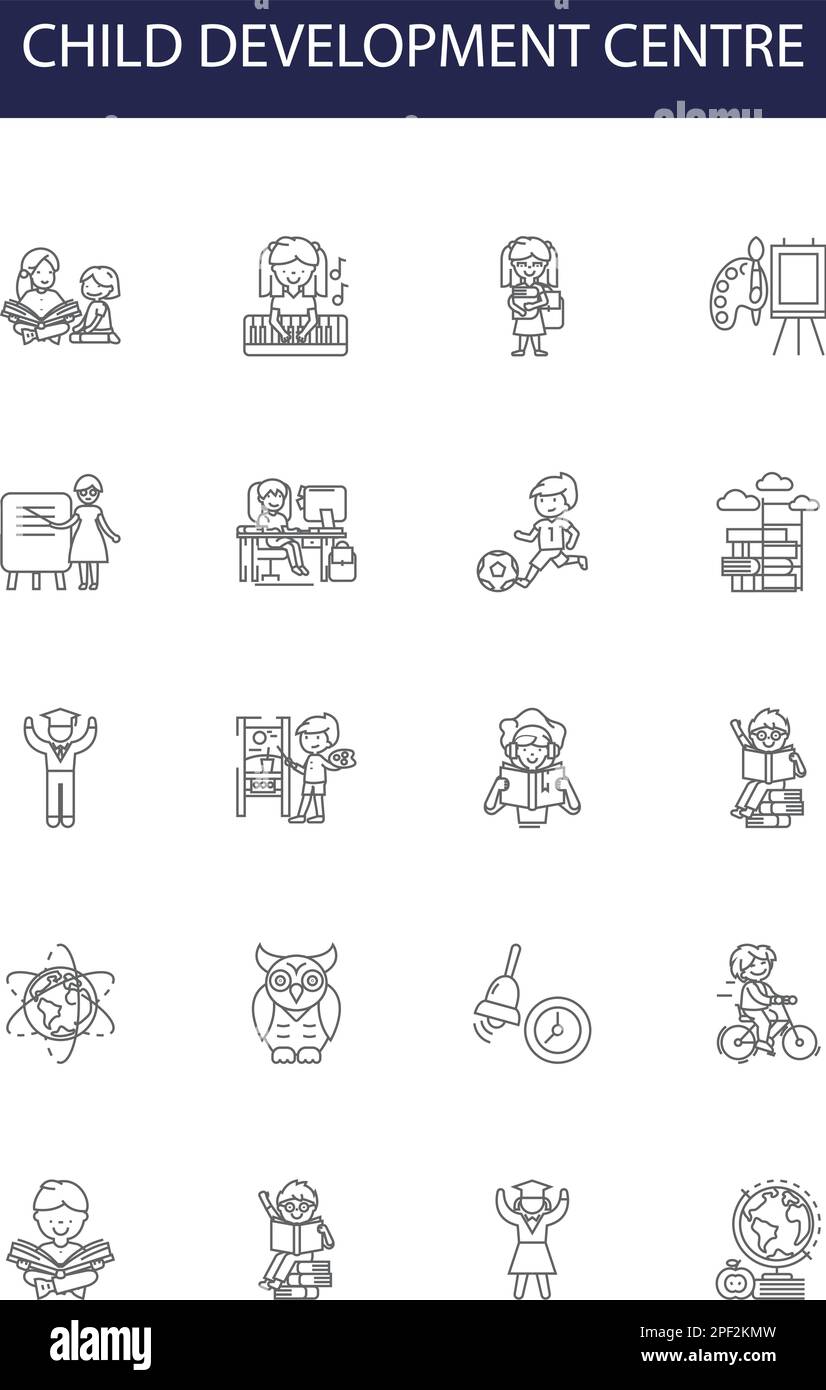 Child development centre line vector icons and signs. Development ... Child development centre line vector icons and signs. Development ...