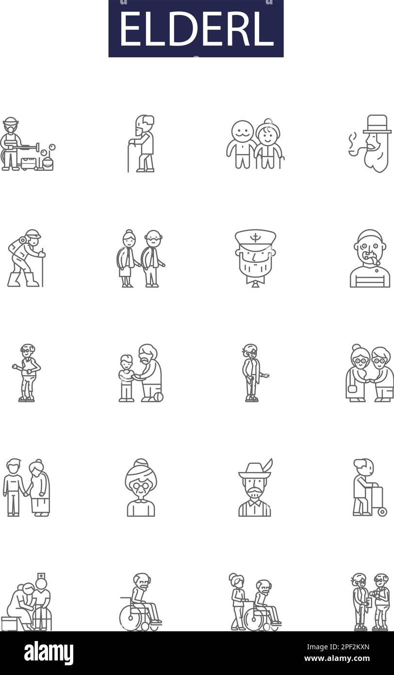 Elderl line vector icons and signs. Aging, Seniors, Retirement ...