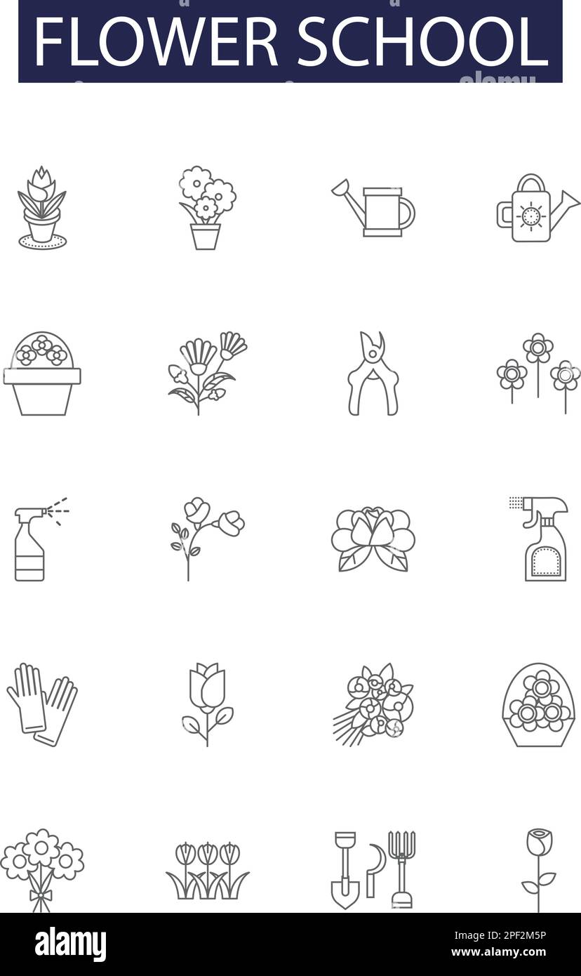 Flower school line vector icons and signs. Floral, Bouquet, Buds ...