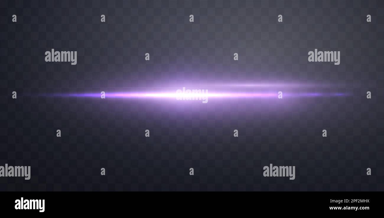 Purple horizontal lens flare. Sun flash with rays or gold spotlight and ...