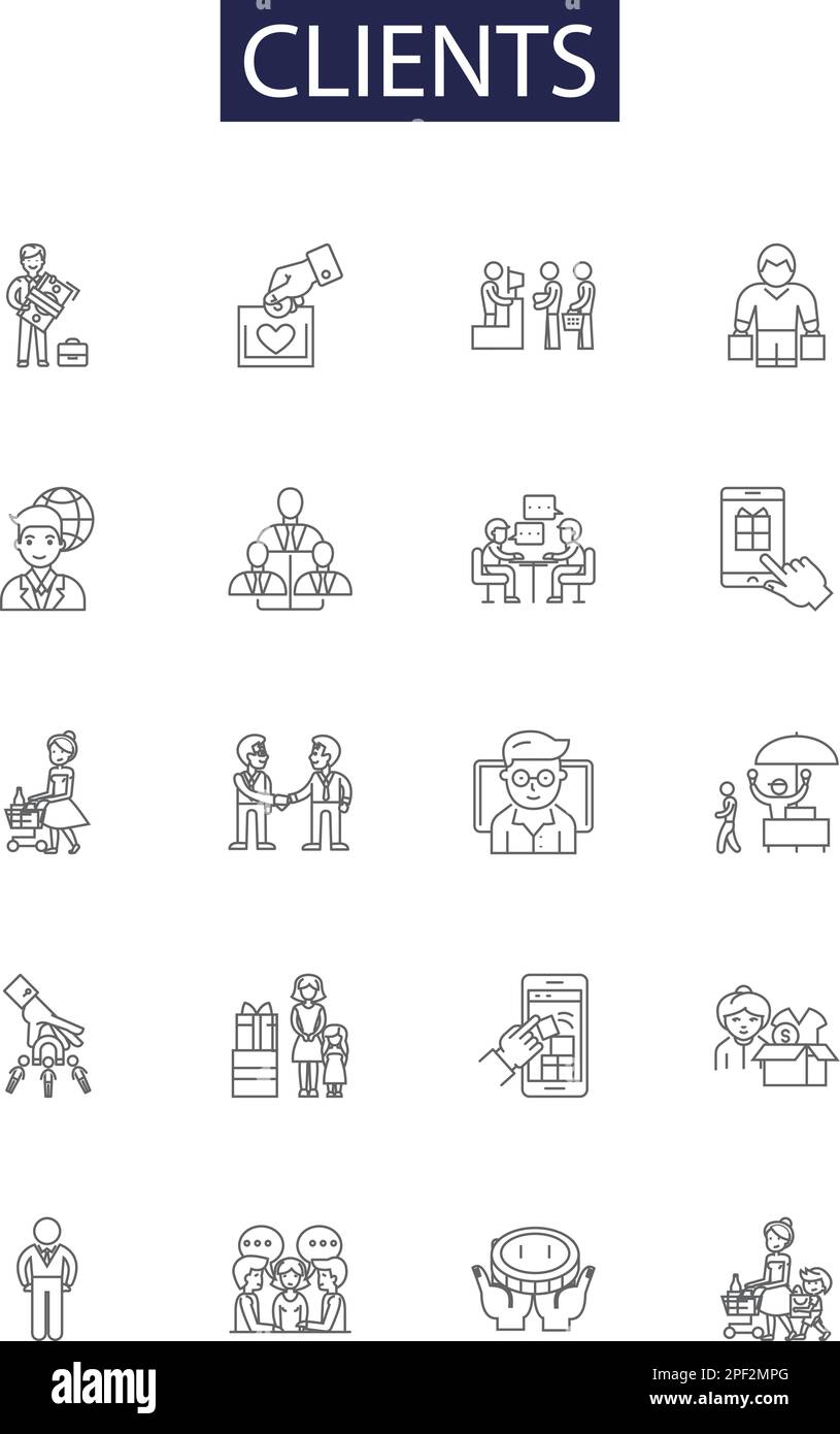 Clients line vector icons and signs. Consumers, Purchasers, Buyers ...