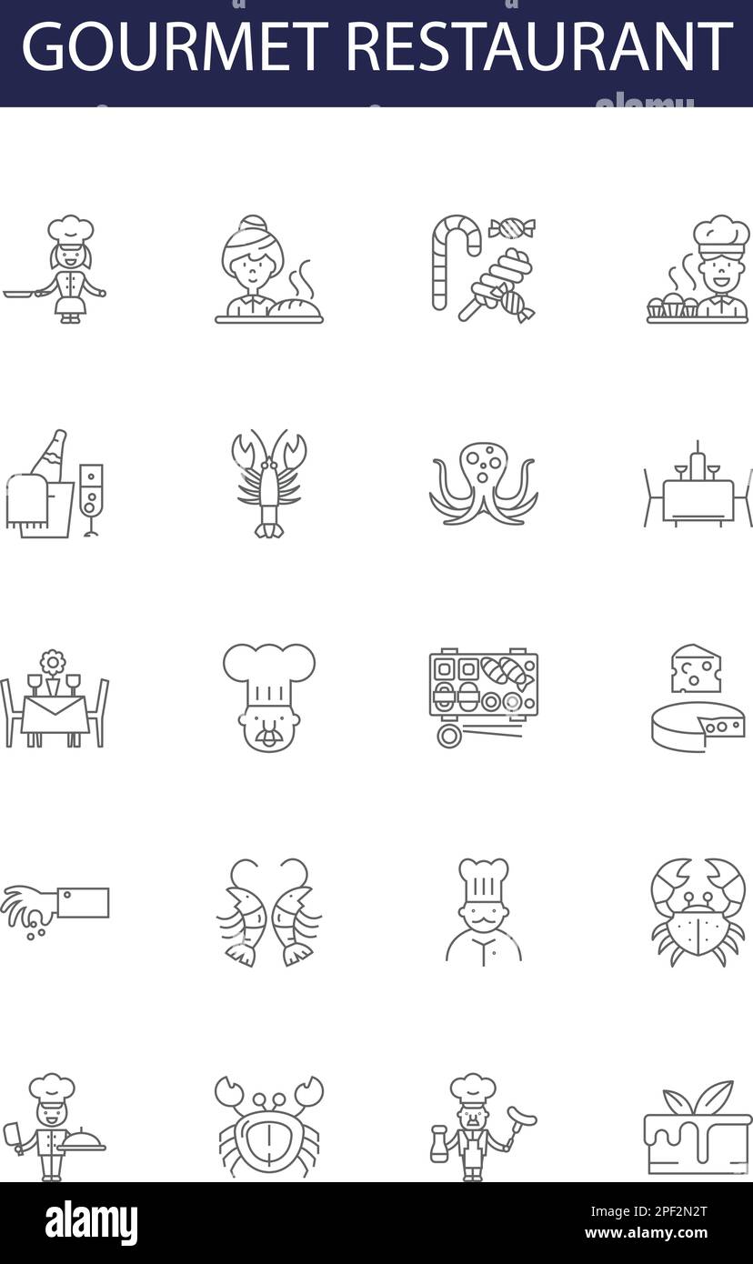 Gourmet restaurant line vector icons and signs. Cuisine, Finest ...