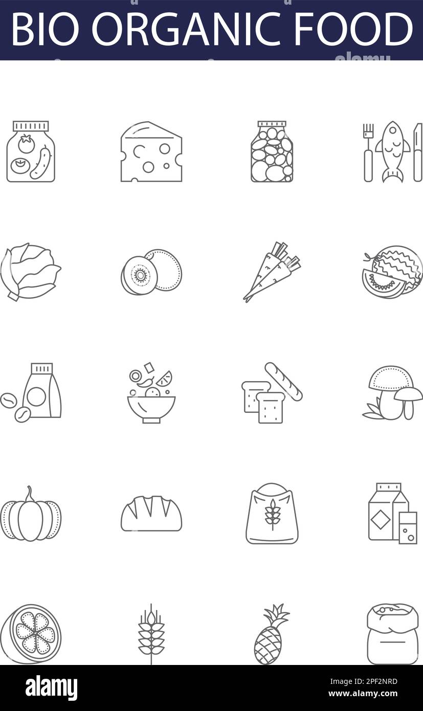 Bio organic food line vector icons and signs. Bio, Food, Produce ...