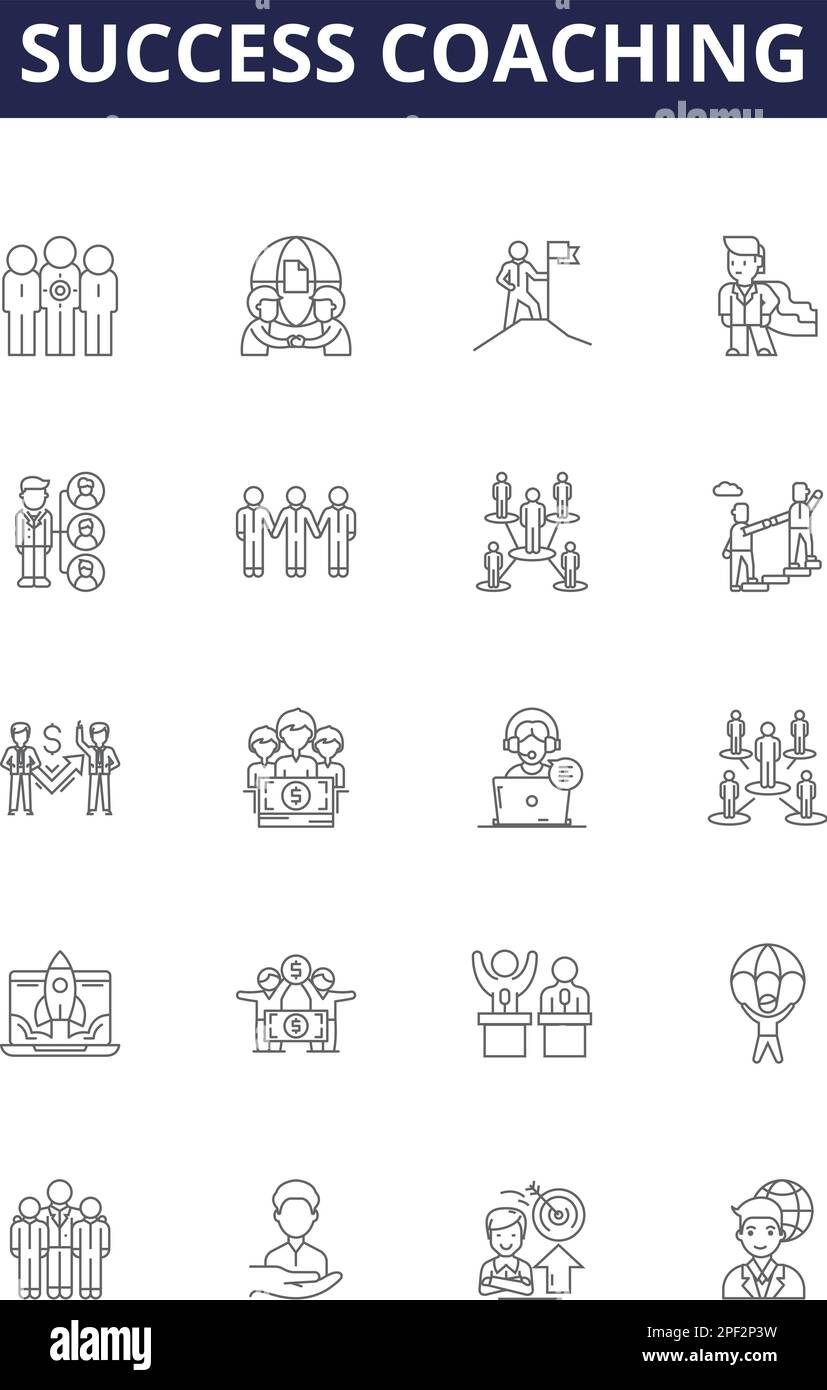 Success coaching line vector icons and signs. Aspiration, Attainment ...